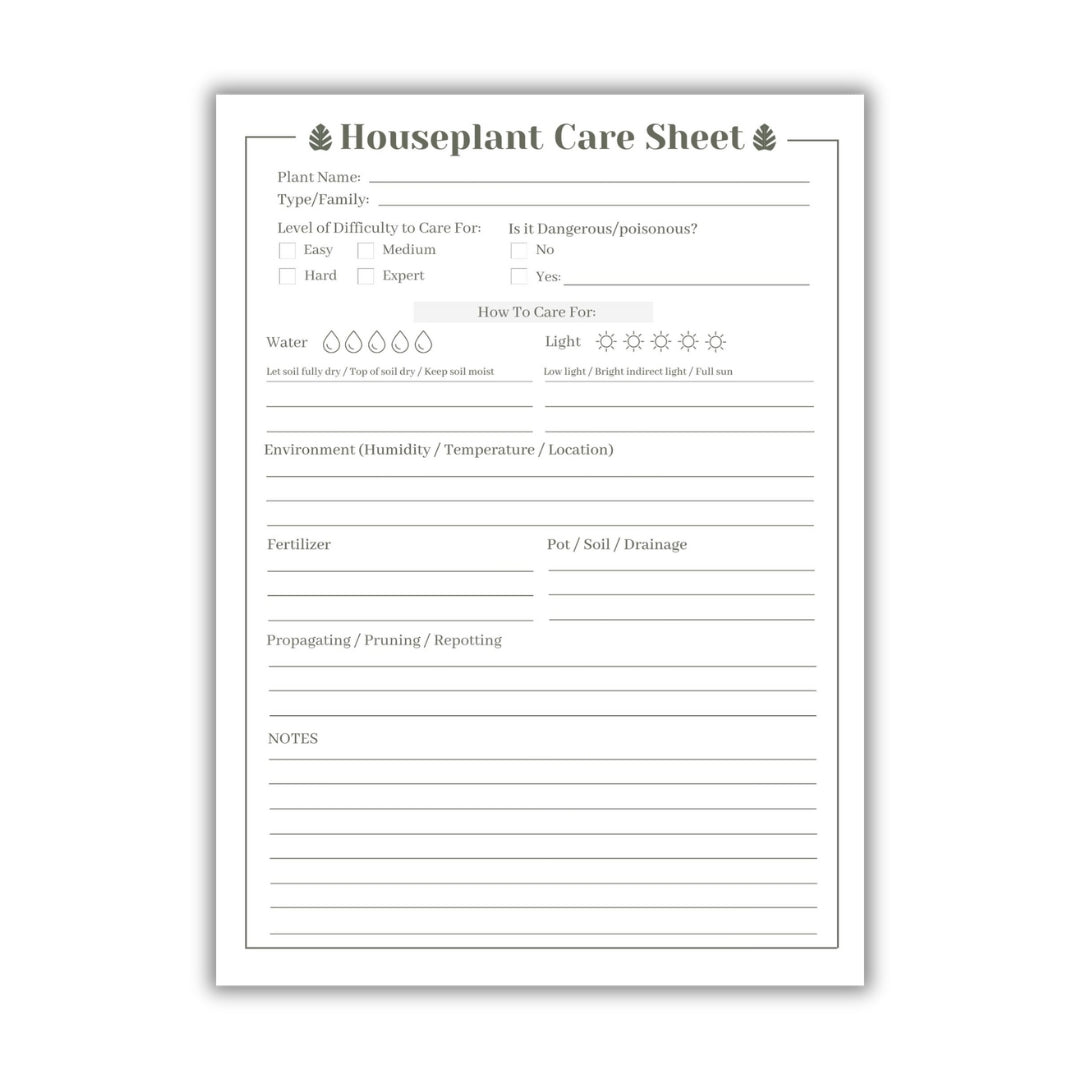 Houseplant Care Sheet – Plant Vitamins